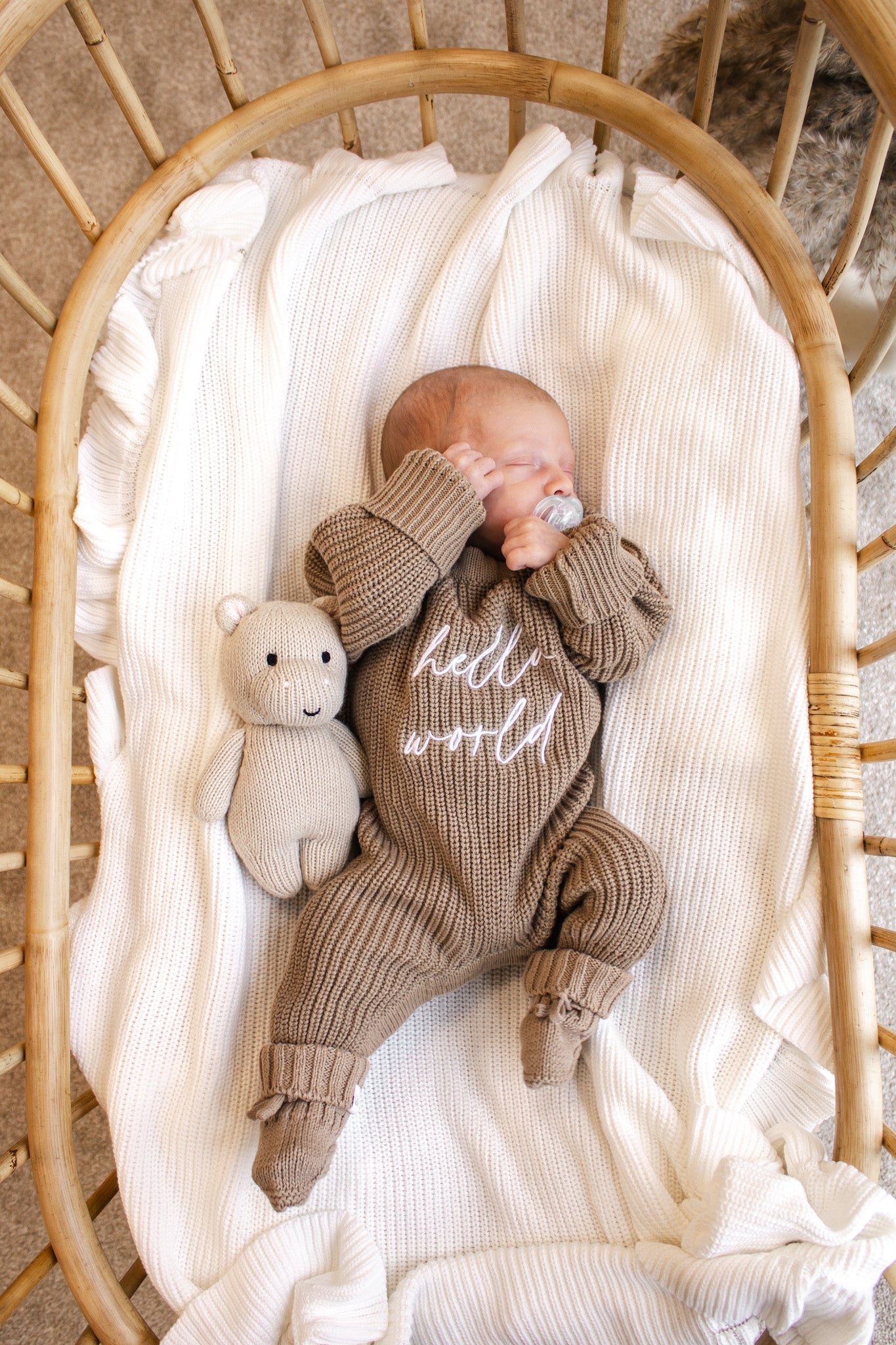 Personalised Knitted Romper | knitted Baby onesie | brown onesie ...