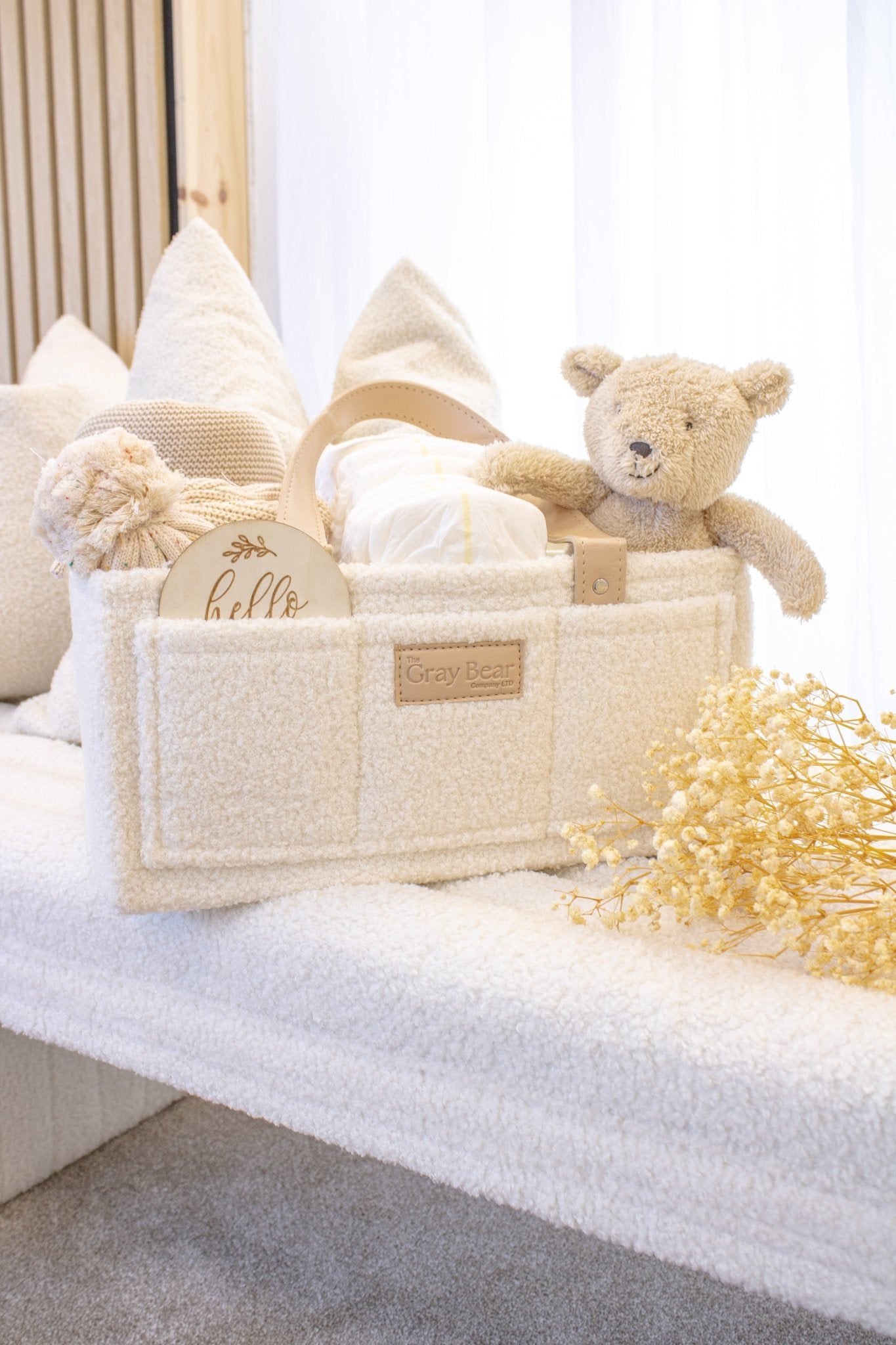 Boucle Nappy Caddy | Teddy Nappy Caddy | White Baby Caddy ...